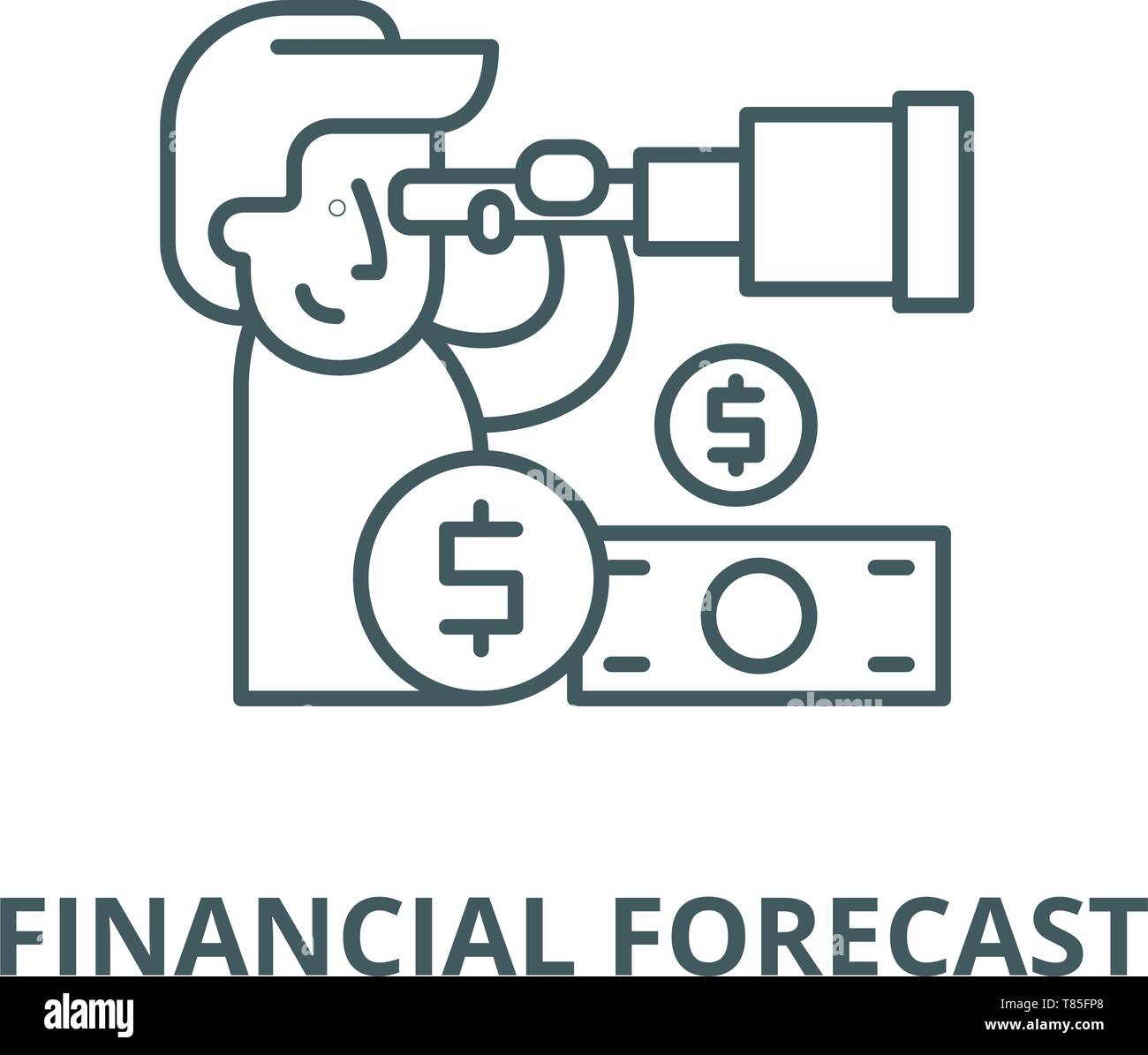 Financial forecast vector line icon, linear concept, outline sign ...