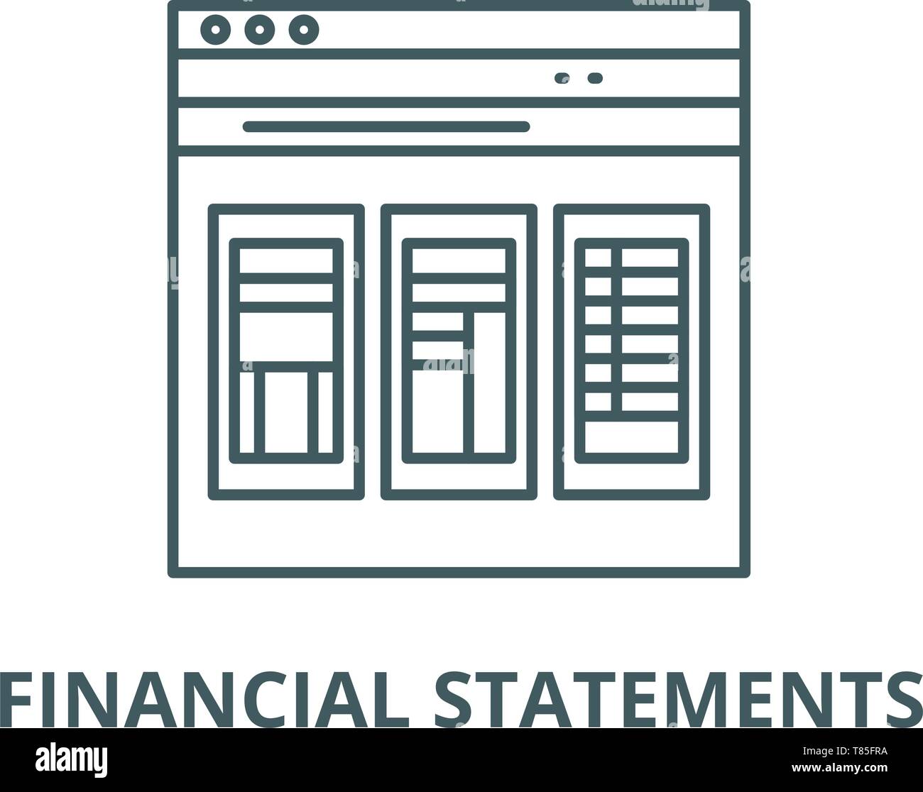 Financial statements vector line icon, linear concept, outline sign ...