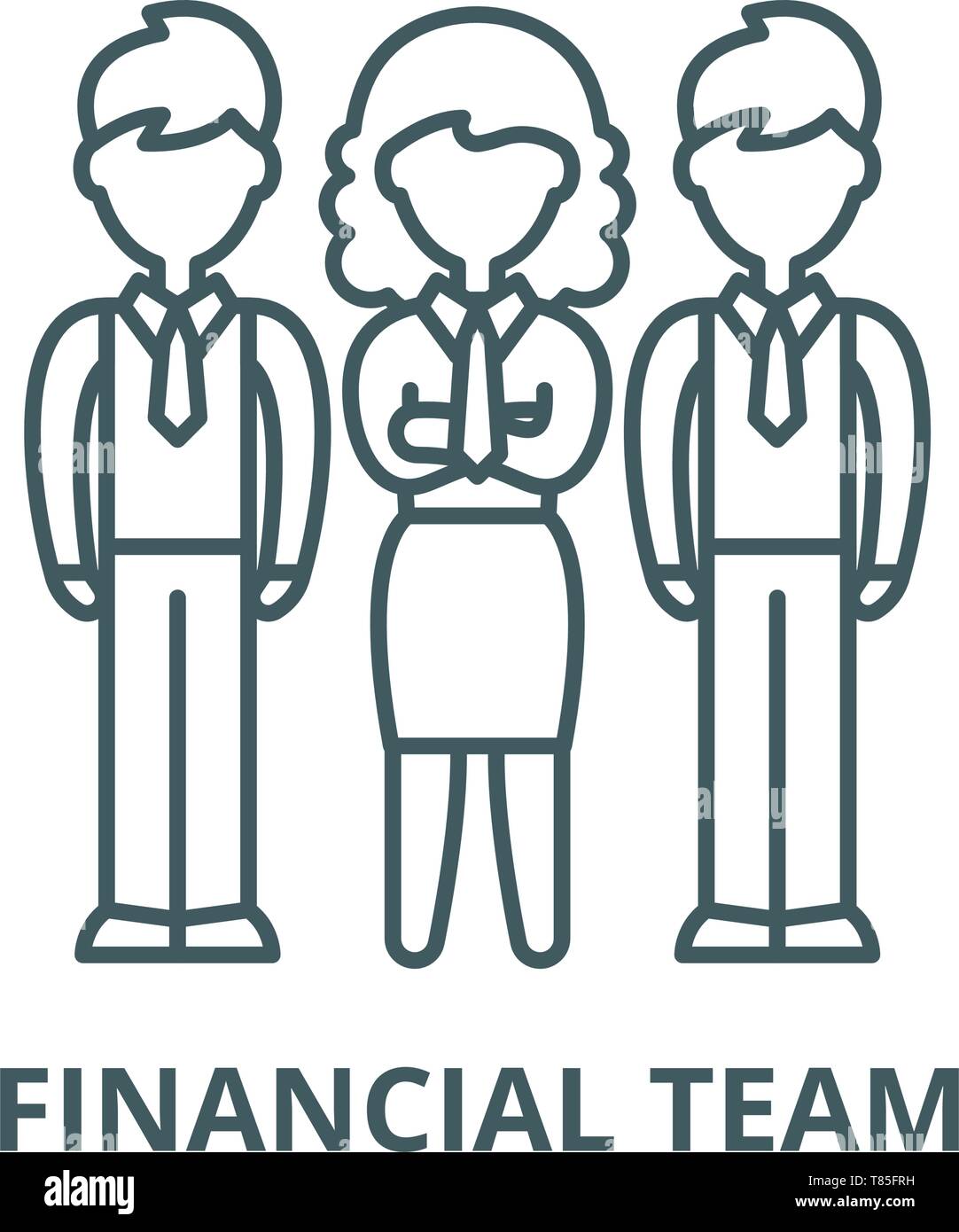 Financial team vector line icon, linear concept, outline sign, symbol ...
