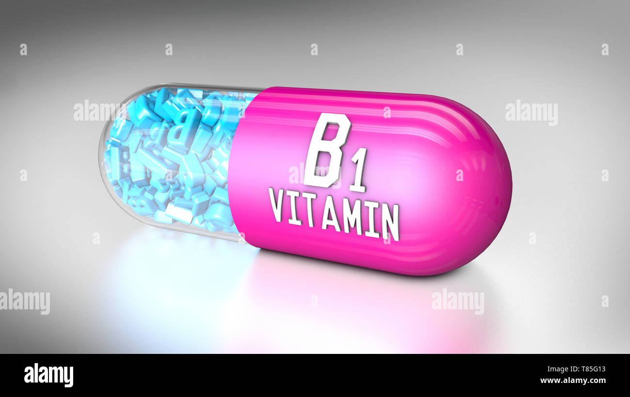 Vitamin B1 capsule, illustration Stock Photo - Alamy