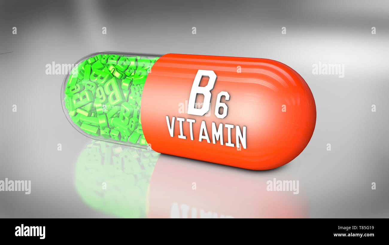 Vitamin B6 capsule, illustration Stock Photo - Alamy