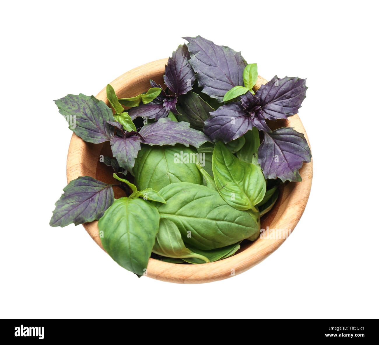 Bowl with fresh basil on white background Stock Photo - Alamy