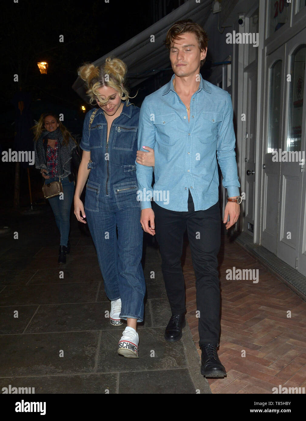 Pixie Lott depart from Harry's Bar with her fiancé Oliver Cheshire ...