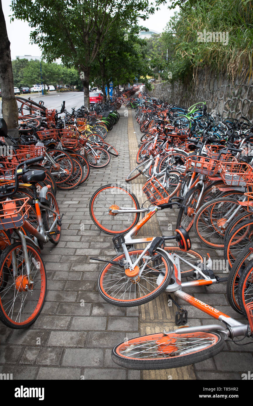 Pile of sharing bikes hi-res stock photography and images - Alamy