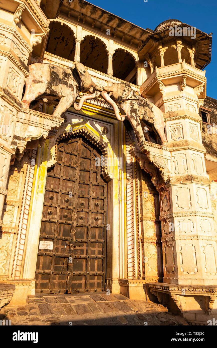 India, Rajasthan, Bundi, palace of Bundi or Garh Palace of the 16th ...