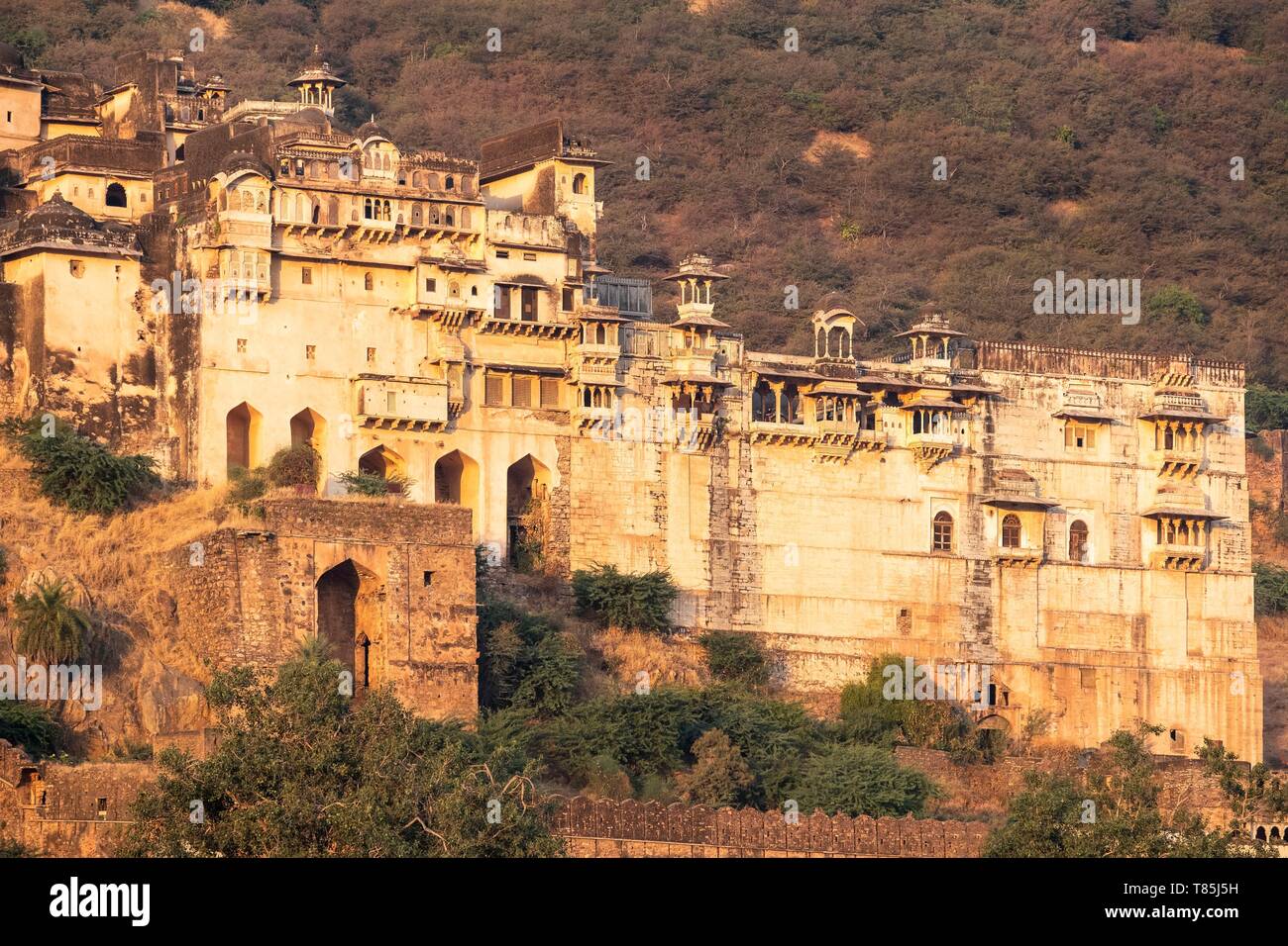 India, Rajasthan, Bundi, palace of Bundi or Garh Palace of the 16th ...
