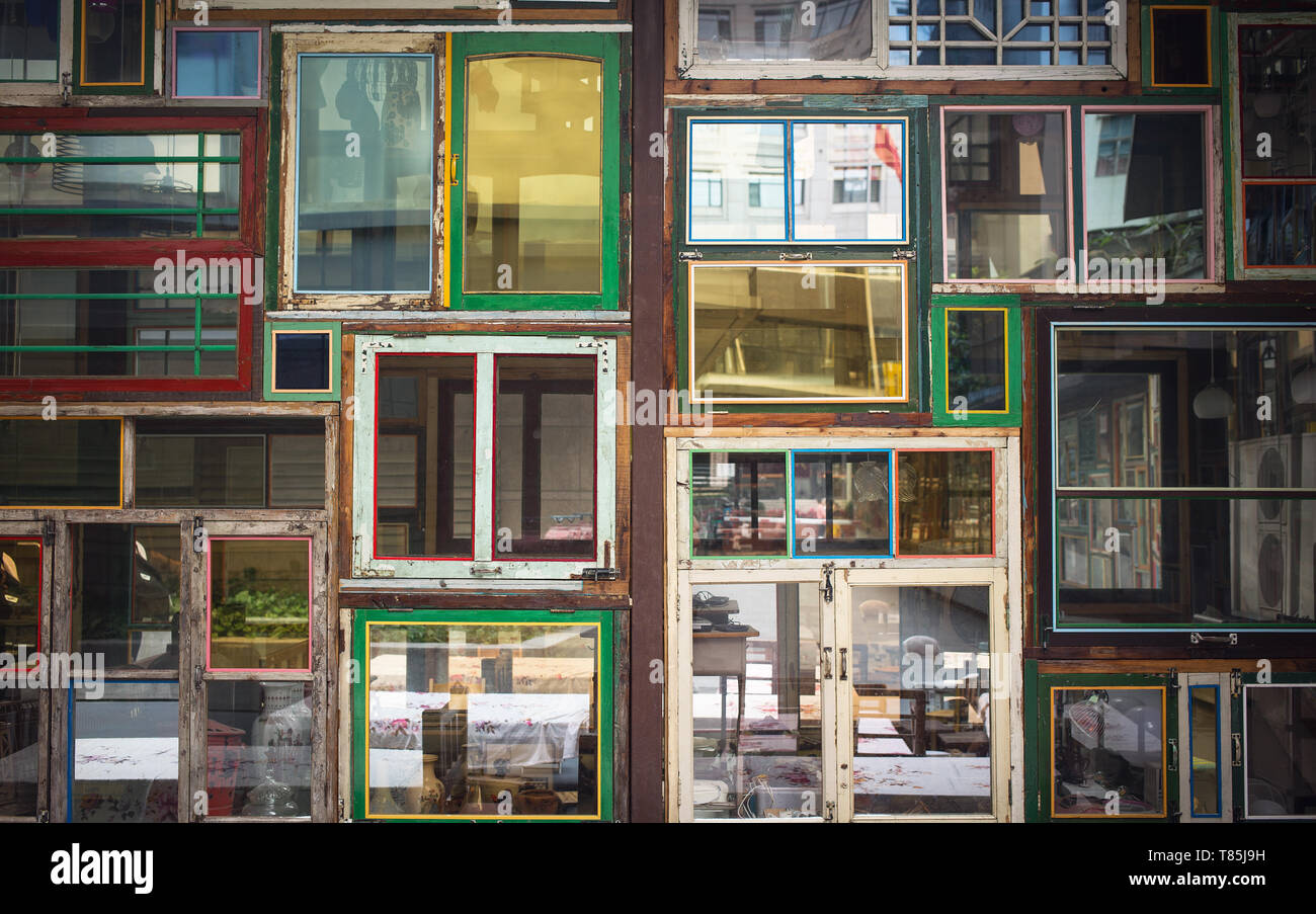 chinese old wooden windows wall Stock Photo - Alamy