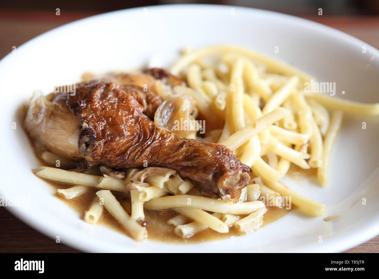 Steam chicken with spaghetti Stock Photo - Alamy