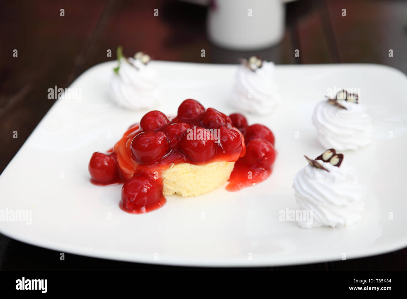 Cheesecake with cherry hi-res stock photography and images - Alamy