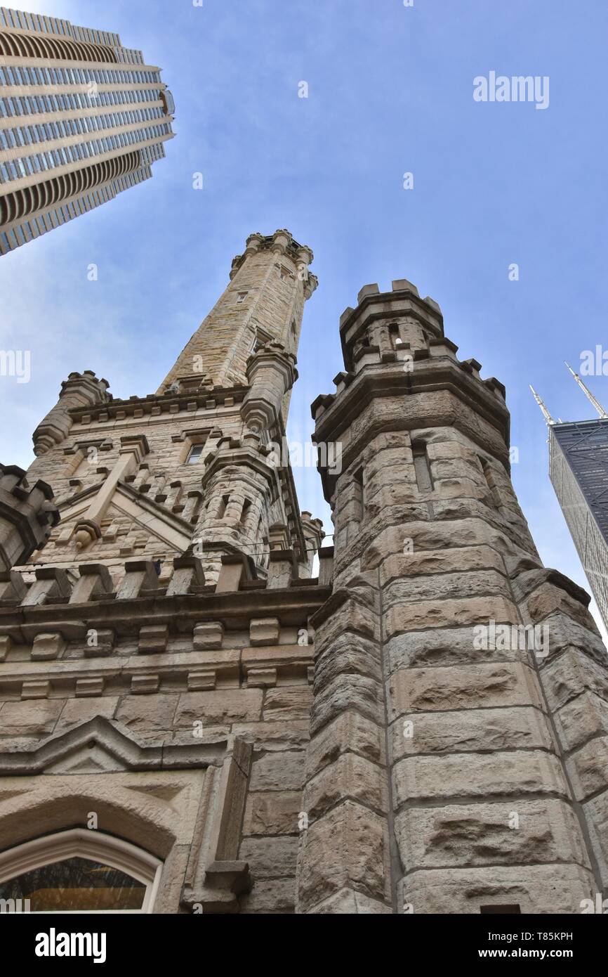 The iconic and historic Water Tower, Near North Side, Chicago, Illinois ...