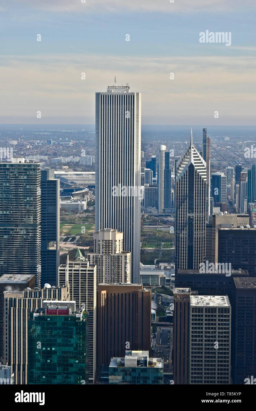Chicago at sunset as seen from above at 360 Chicago atop the John ...