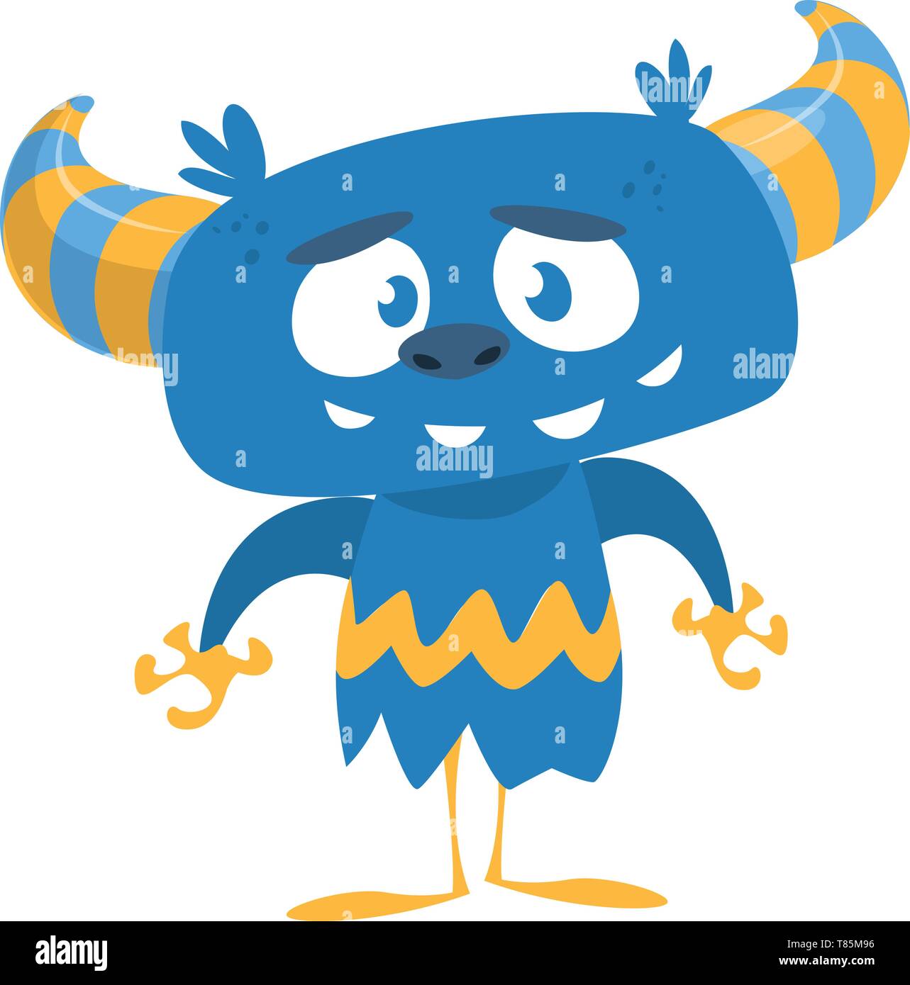 Cartoon blue monster. Vector illustration isolated on white Stock ...
