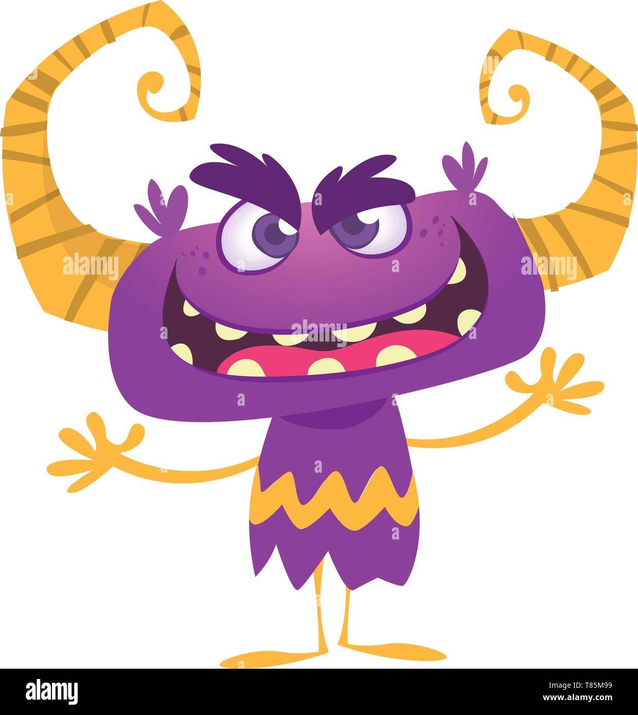 Angry cartoon monster. Vector illustration for Halloween party ...