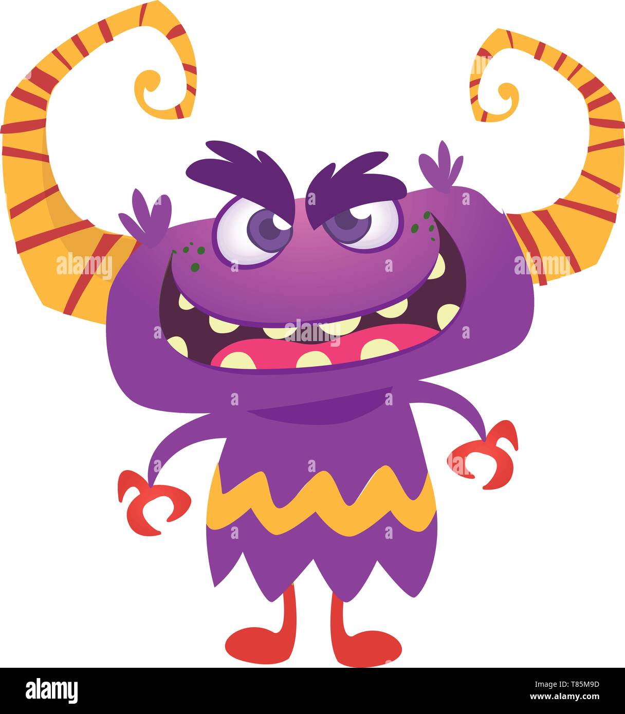 Angry cartoon monster with horns. Vector illustration Stock Vector ...