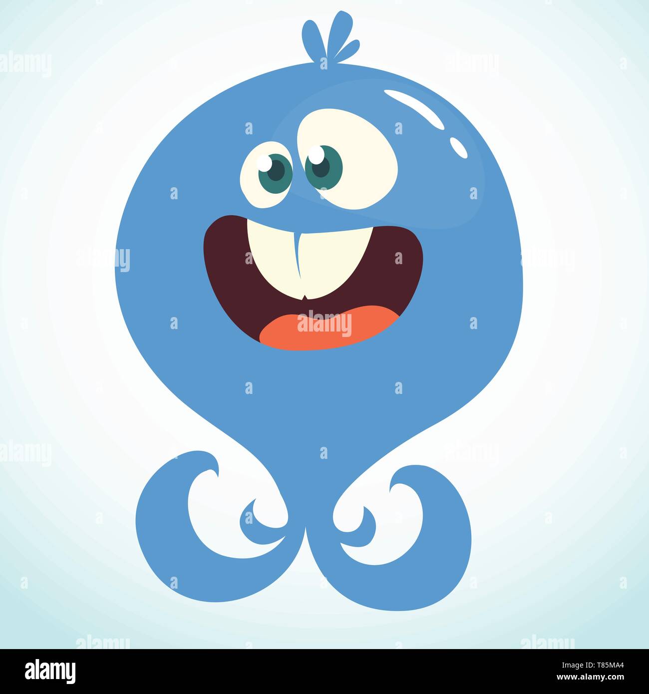 Cute cartoon sea or ocean octopus character. Vector illustration. Wild ...
