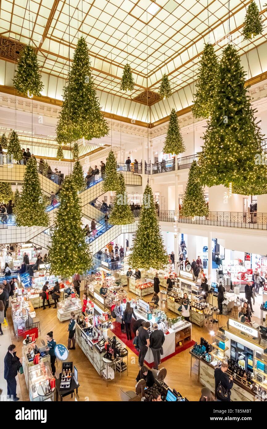 France, Paris, the Bon Marche department store during Christmas Stock ...