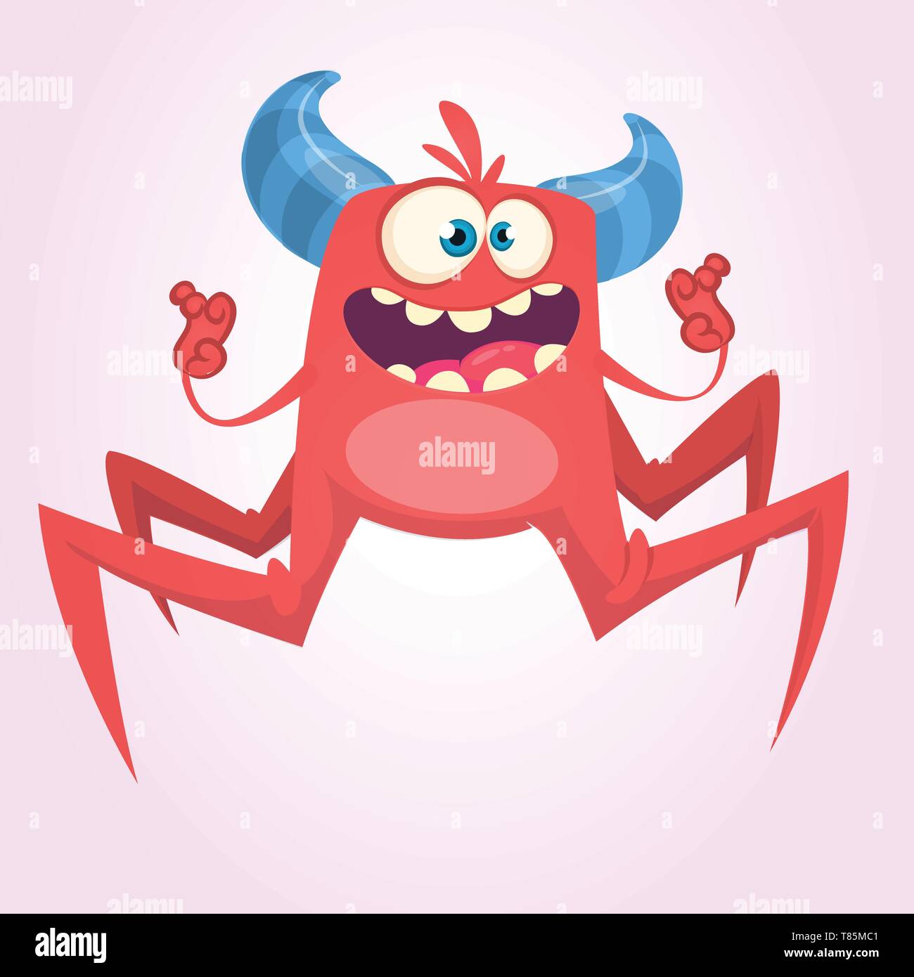 Angry cartoon red spider monster. Vector illustration for Halloween ...