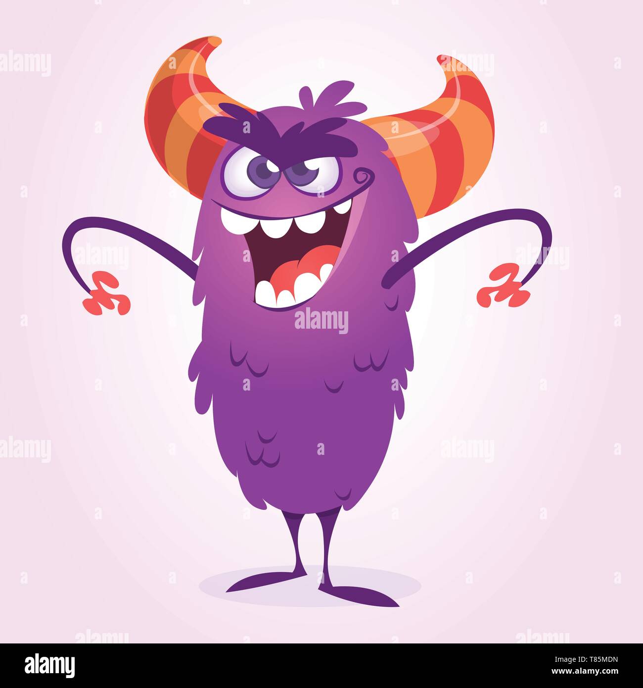 Angry cartoon monster troll or gremlin. Vector Halloween illustration ...
