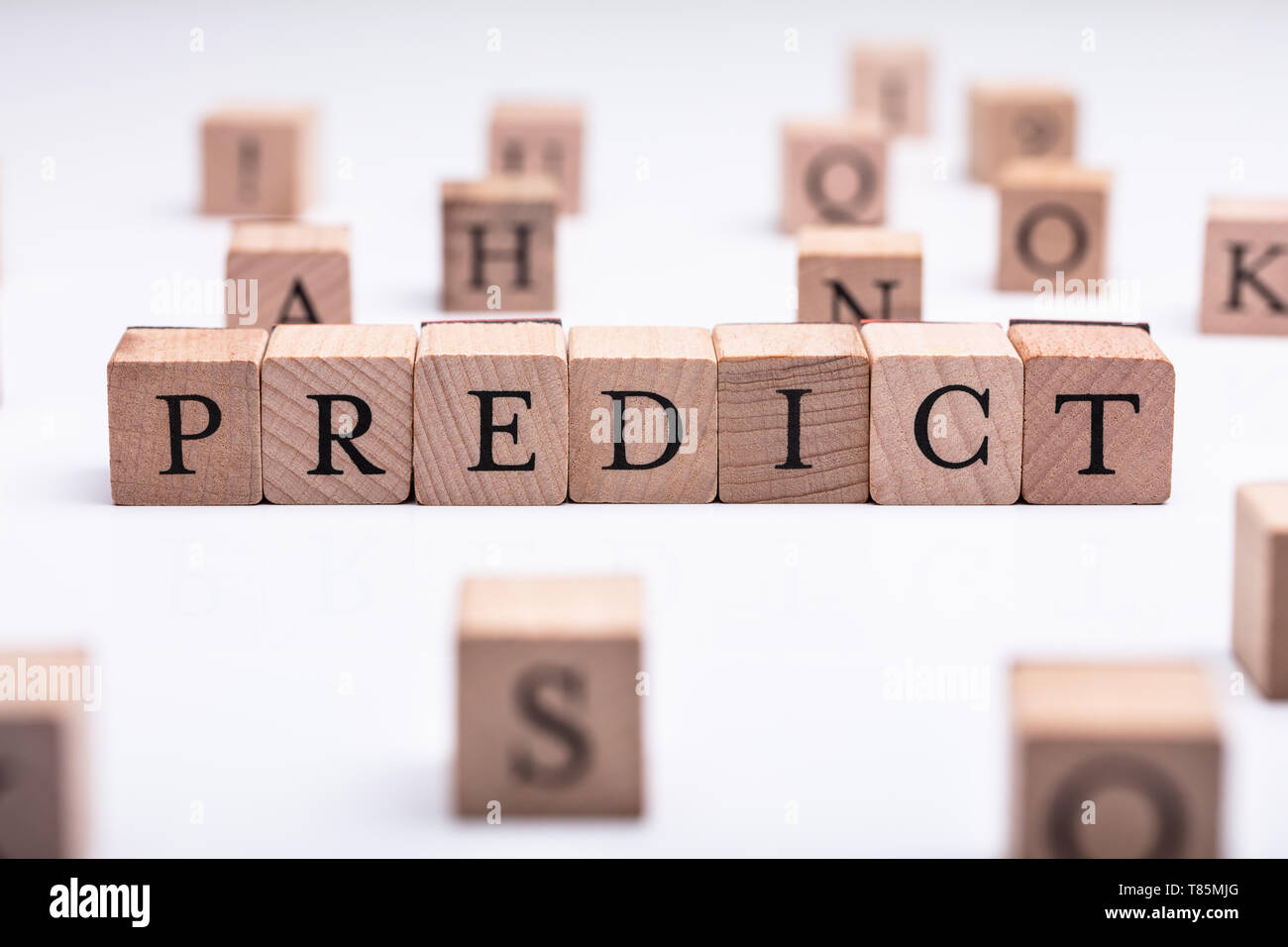Wooden Blocks With Predict Word Over White Desk Stock Photo - Alamy