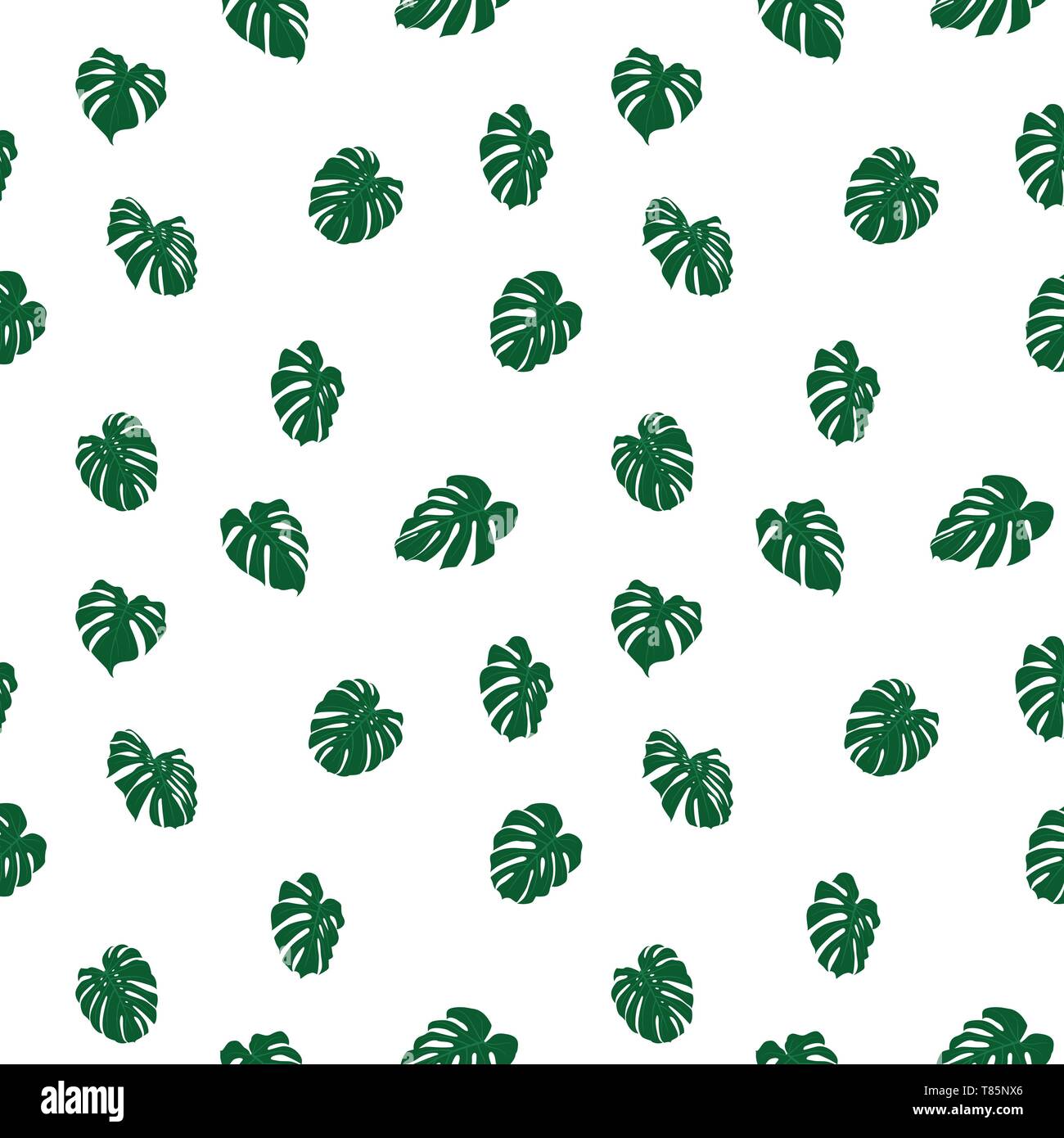 Seamless Pattern With Tropical Monstera Leaves Vector Illustration