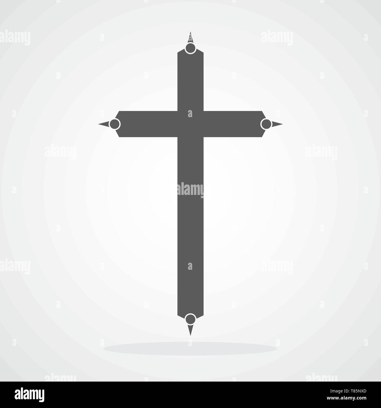 Gray Christian cross icon in flat design. Vector illustration. Abstract ...