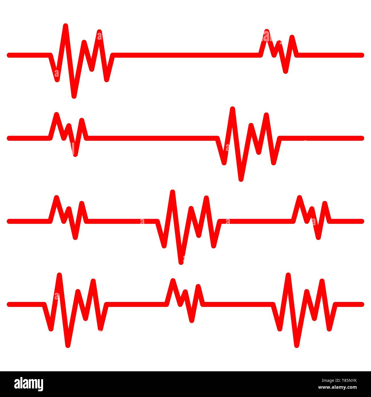Red heartbeat icons in flat design. Vector illustration. Sign of the ...