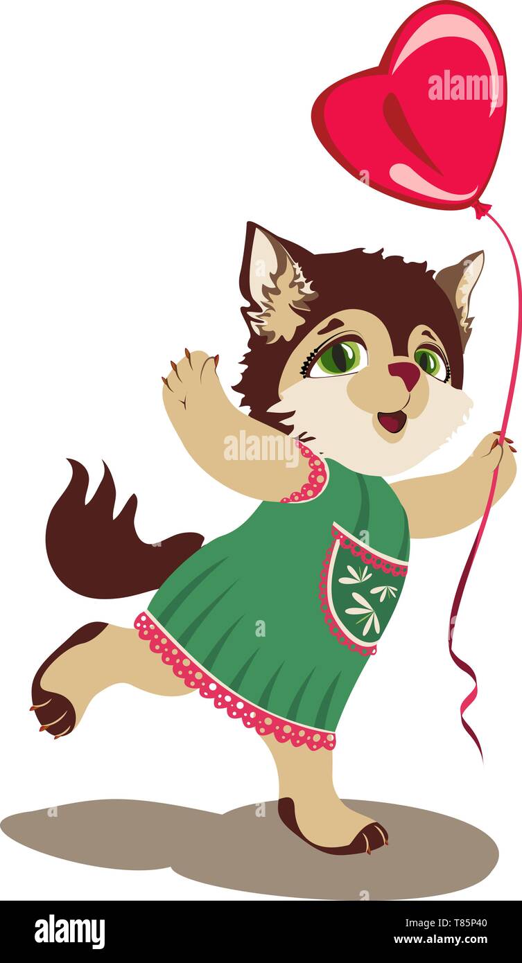 Little cartoon style cat illustration - vector clipart for kids Stock ...
