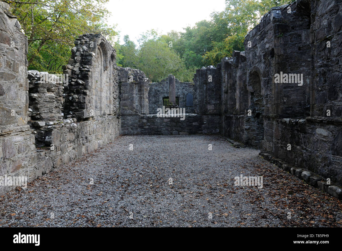 Interior view of the ruins of Dunstaffnage Chapel looking towards the ...