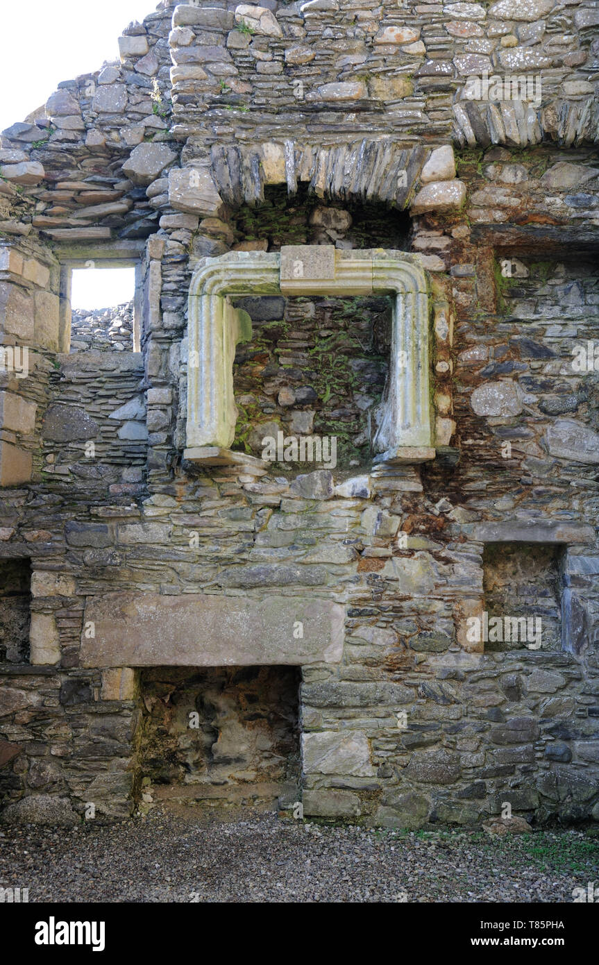 Interior view of the ruins of Dunstaffnage Castle showing the remains ...