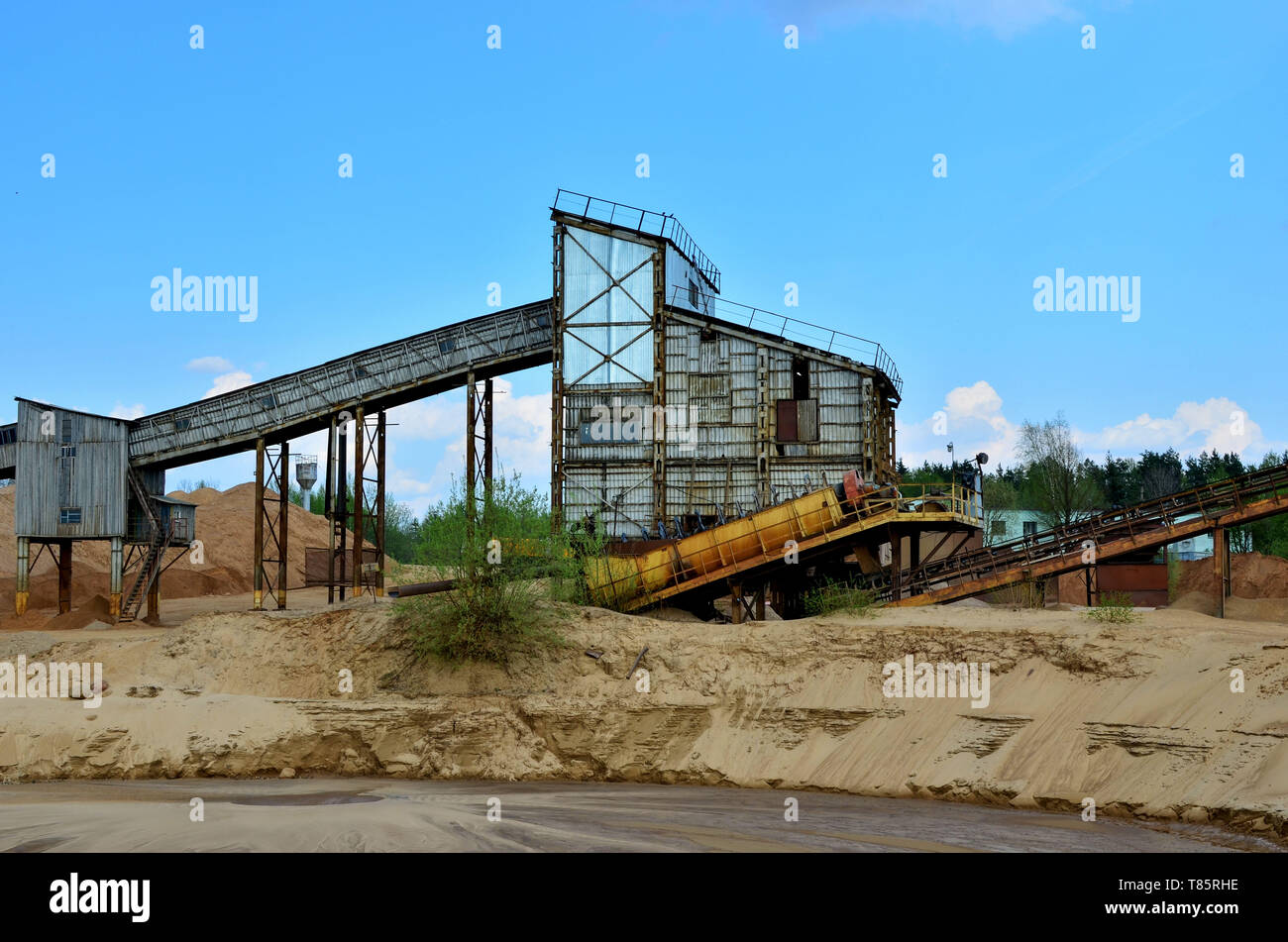Sand Making Plant in mining quarry. Crushing factory, machines and ...
