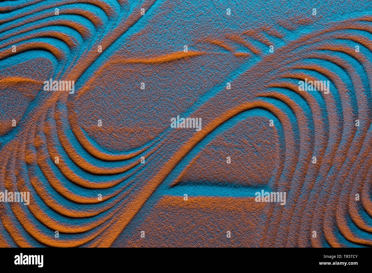 top view of textured sandy background with color filter and abstract ...