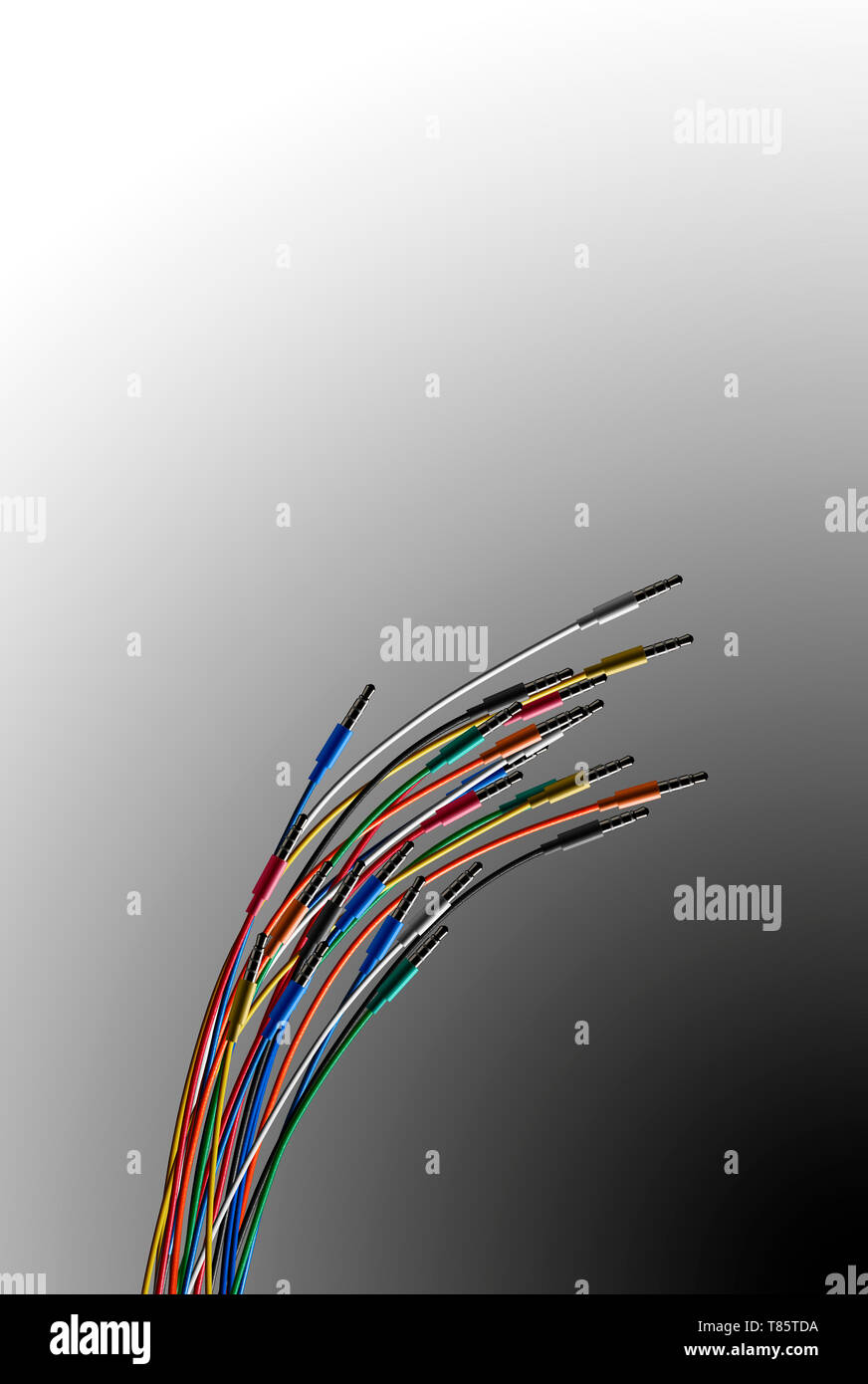 Coloured wires with jack plugs Stock Photo - Alamy