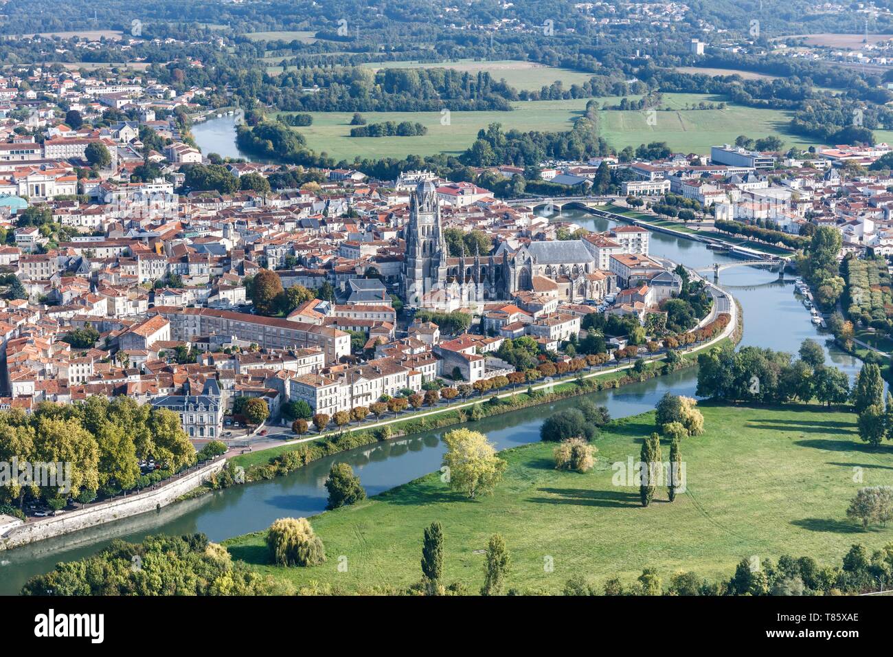 France, Charente Maritime, Saintes, St Peter's cathedral and the city ...