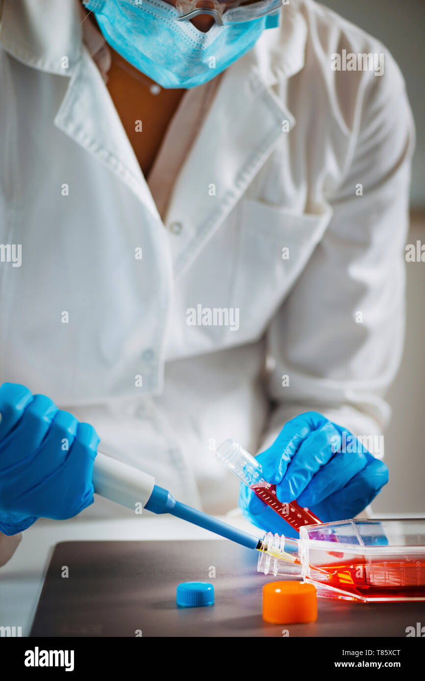 Scientist pipetting sample phial hi-res stock photography and images ...