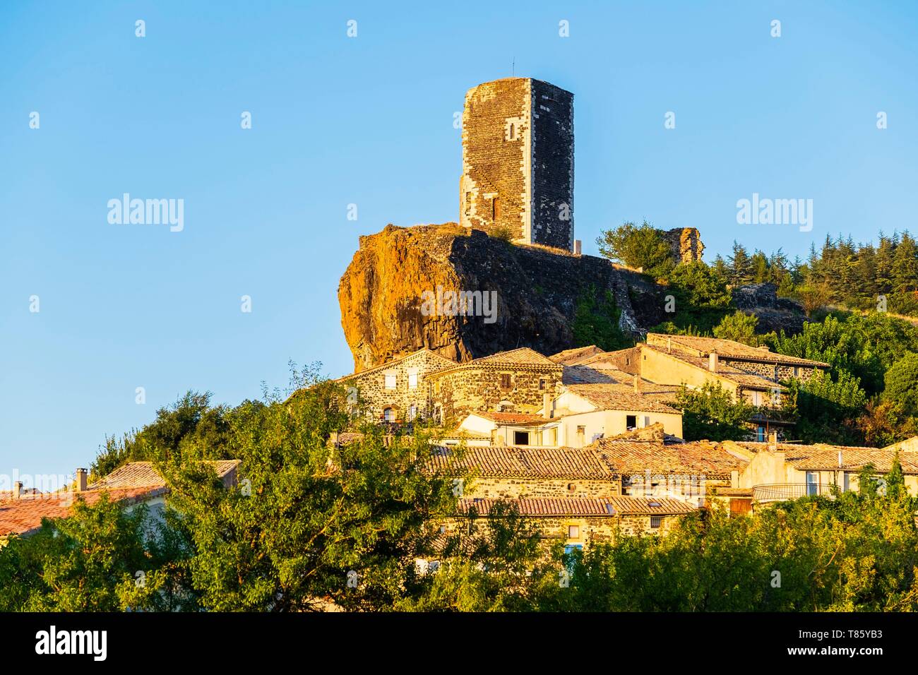 France, Ardeche, Mirabel, former fortified village above the Auzon ...