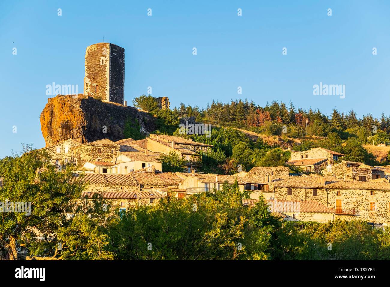 France, Ardeche, Mirabel, former fortified village above the Auzon ...