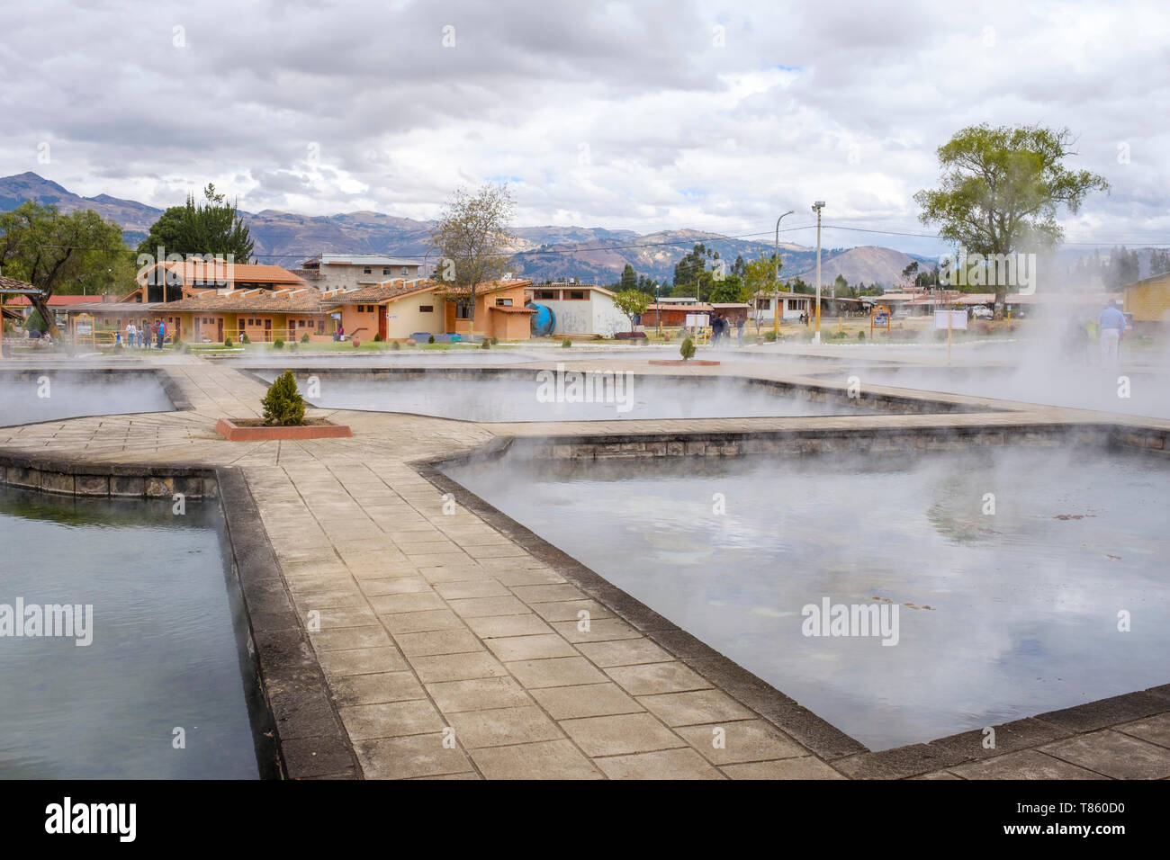 Outdoor thermal pools at Los Baños del Inca near Cajamarca in Peru ...