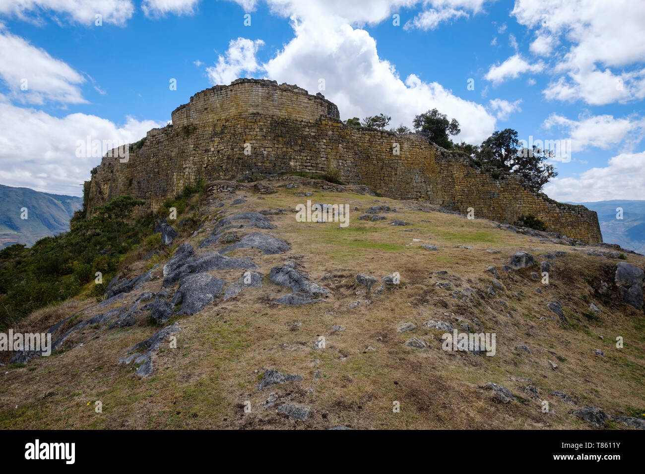 Outer walls of Kuélap. Kuélap is an impressive walled settlement ...