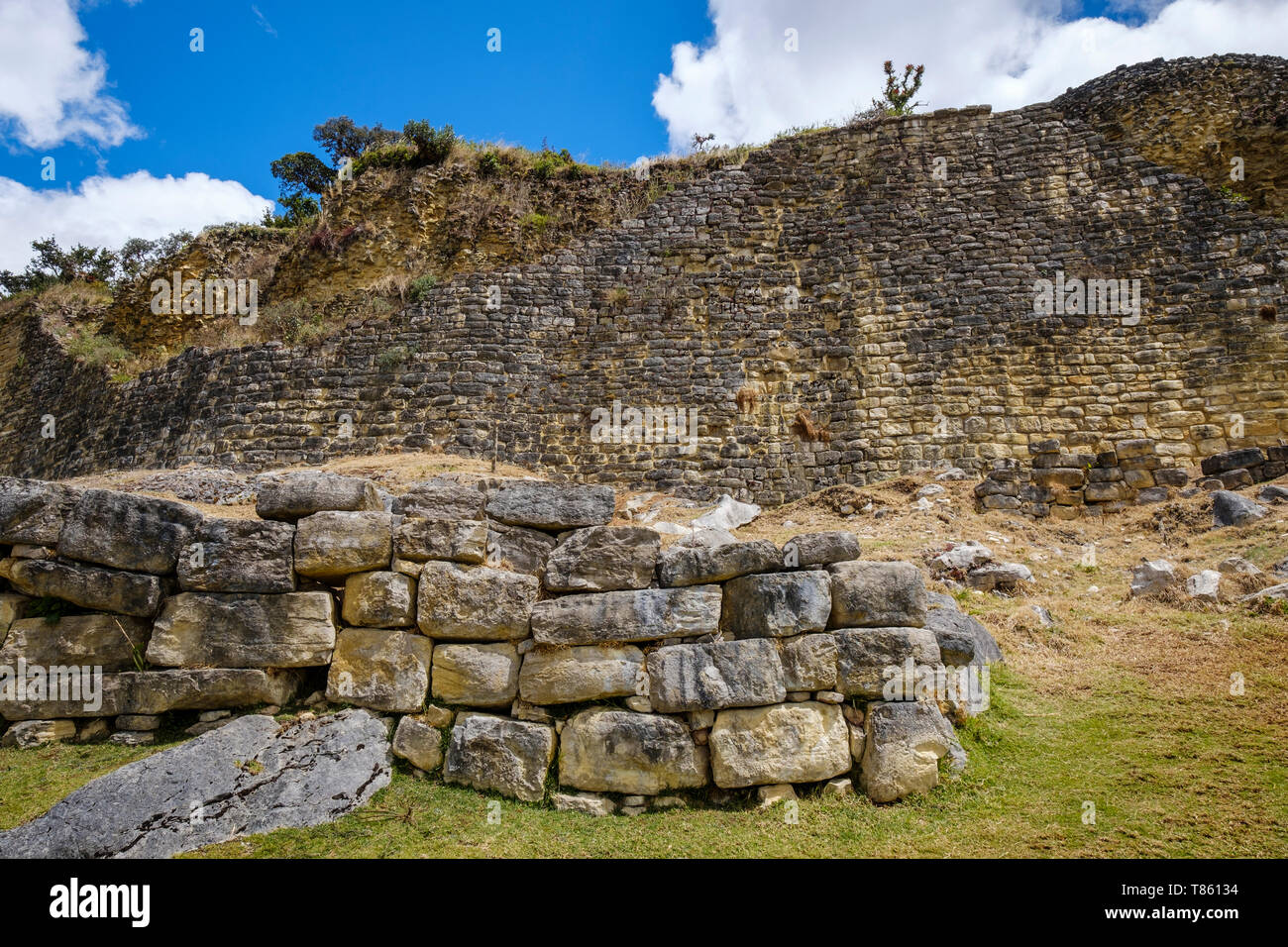 Outer walls of Kuélap. Kuélap is an impressive walled settlement ...