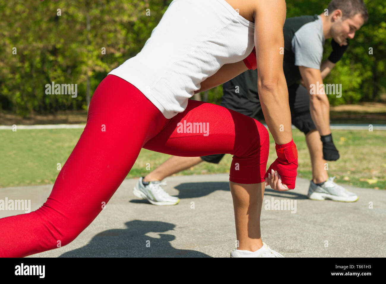 Taebo cross punch training Stock Photo - Alamy