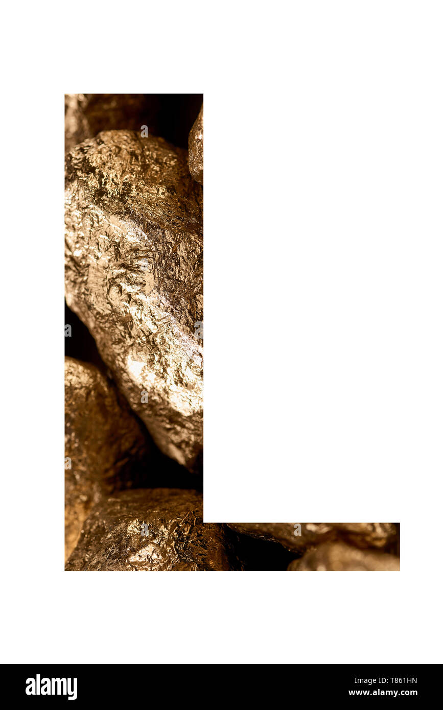 letter L made of shiny golden stones isolated on white Stock Photo - Alamy