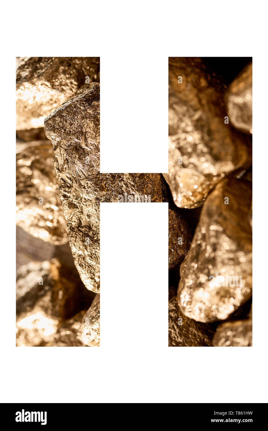 letter H made of shiny golden stones isolated on white Stock Photo - Alamy