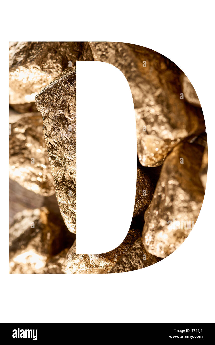 letter D made of shiny golden stones isolated on white Stock Photo - Alamy
