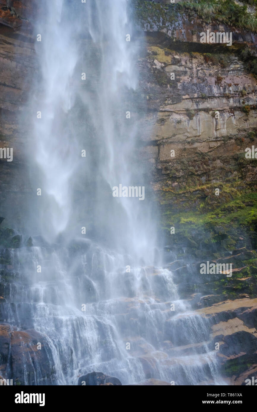 Detail of Gocta Waterfall, a stunning waterfall 771 metres (2,530 ft ...