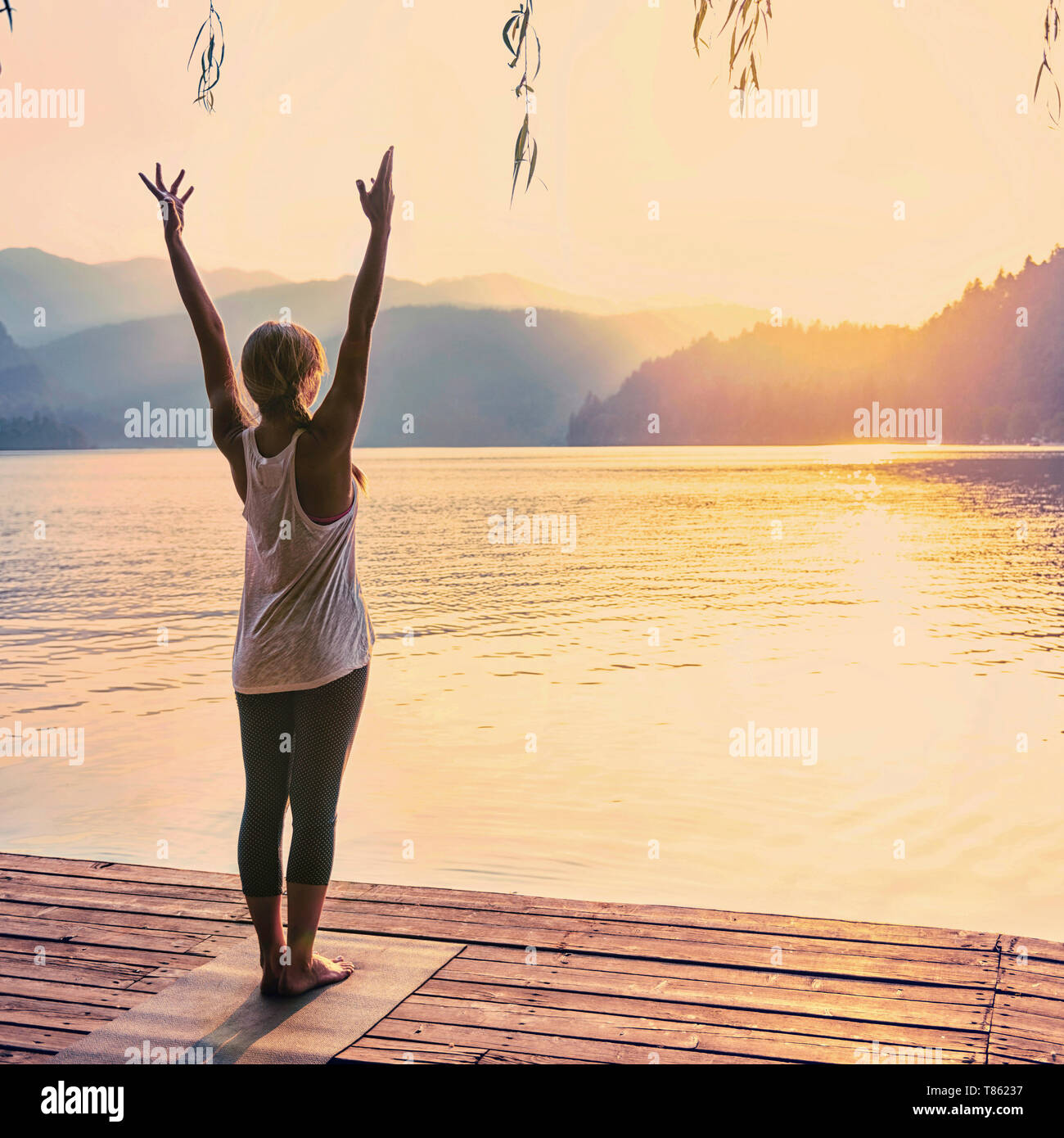 Yoga Sun Salutation Stock Photo Alamy