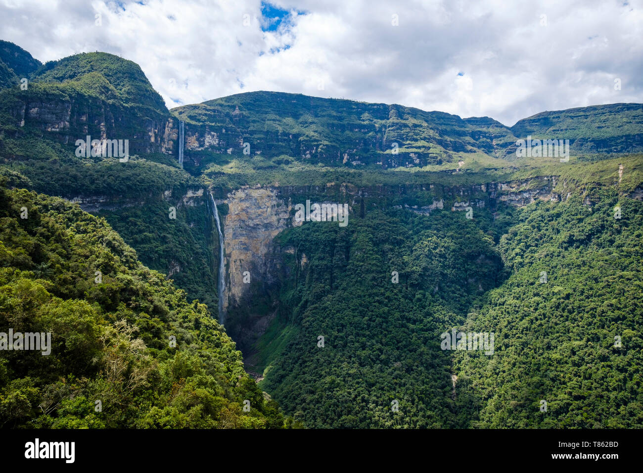 Breathtaking view of Gocta Waterfall , a stunning waterfall 771 metres ...