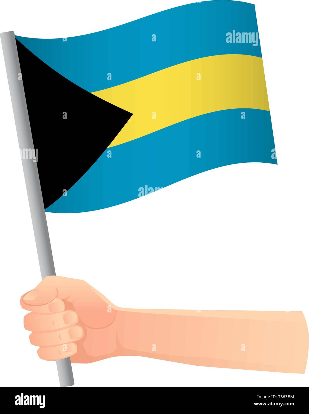 Bahamas flag in hand. Patriotic background. National flag of Bahamas ...