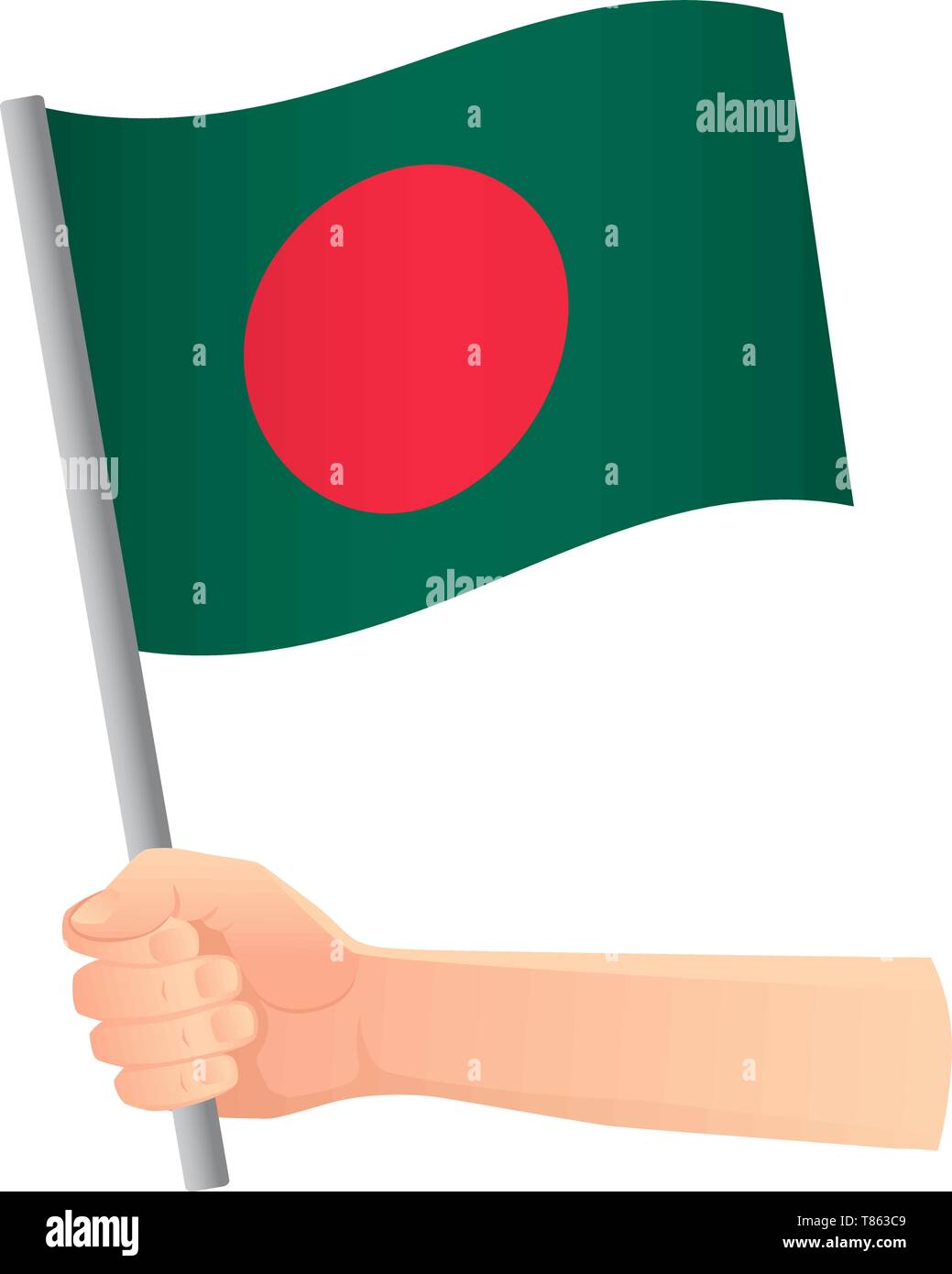 Bangladesh flag in hand. Patriotic background. National flag of ...
