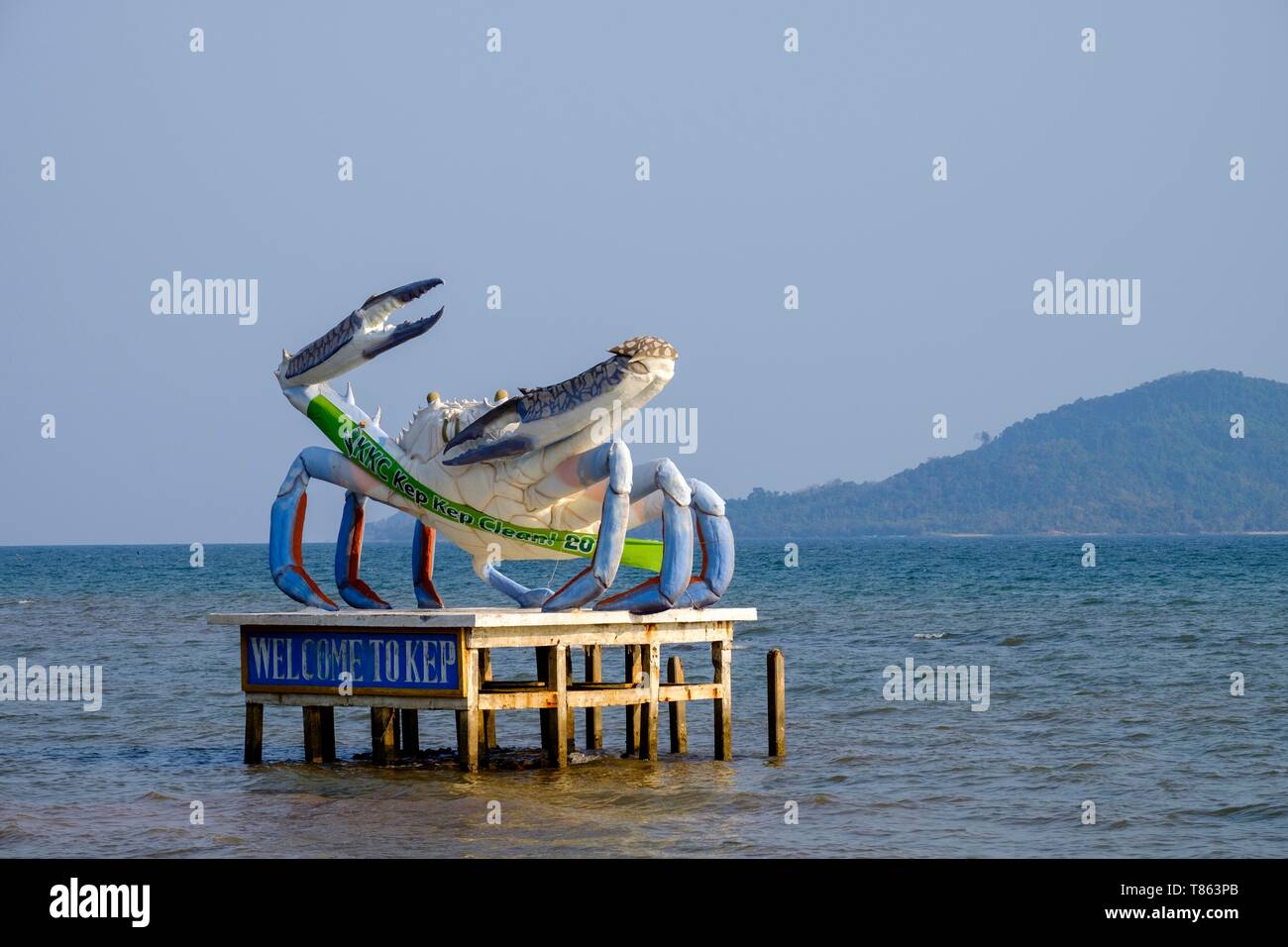 Kep Province Cambodia. Kep. Iconic Blue Crab Statue Editorial Stock