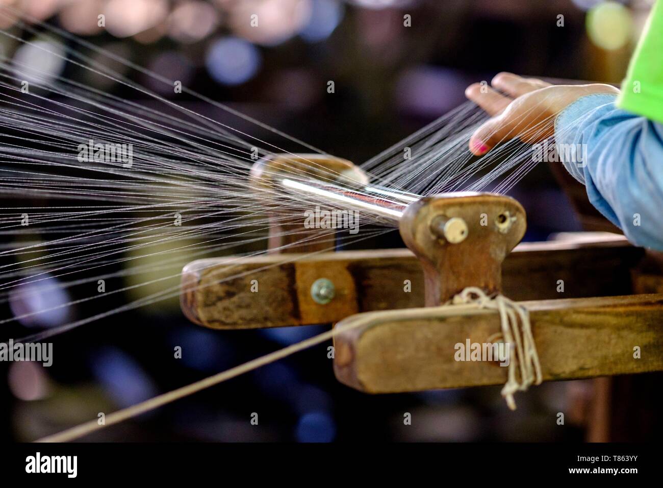 Cambodia, Kompong Thom, handicraft, Silk farm, unwiding Stock Photo - Alamy